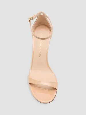 STUART WEITZMAN Nudist Ii 75mm Patent Leather Sandals - Beige