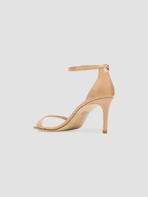 STUART WEITZMAN Nudist Ii 75mm Patent Leather Sandals - Beige