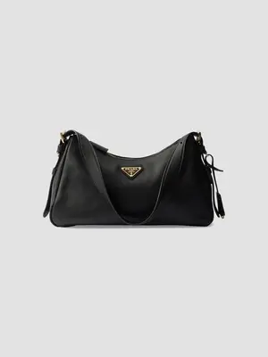 Prada Prada Aimee Medium Leather Shoulder Bag Black