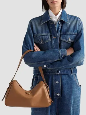 Prada Aimee Leather Shoulder Bag - Brown