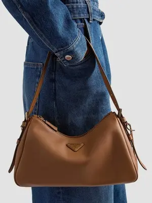 Prada Aimee Leather Shoulder Bag - Brown