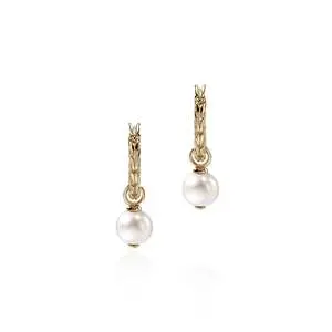 John Hardy Jh Essential Pearl Hoop Earring - Gold