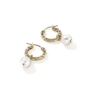 John Hardy Jh Essential Pearl Hoop Earring - Gold
