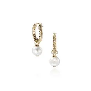 John Hardy Jh Essential Pearl Hoop Earring - Gold