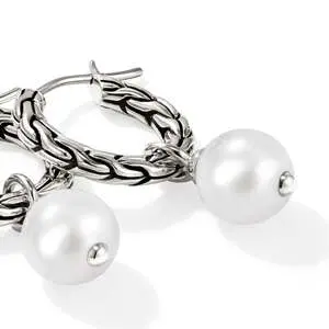 John Hardy Jh Essential Pearl Hoop Earrings - Sterling Silver