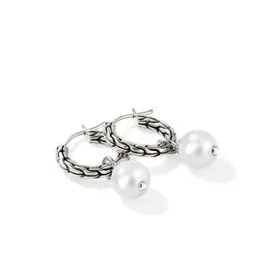 John Hardy Jh Essential Pearl Hoop Earrings - Sterling Silver