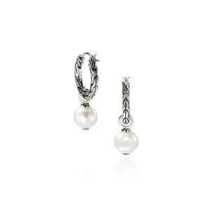 John Hardy Jh Essential Pearl Hoop Earrings - Sterling Silver