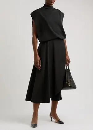 Alaïa Asymmetric Layered Stretch-wool Trousers