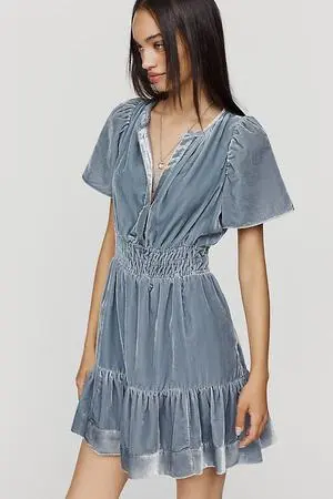 THE SOMERSET COLLECTION BY ANTHROPOLOGIE The Somerset Collection Velvet Mini Dress Carbon