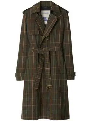 Burberry Checked Cotton Trench Coat