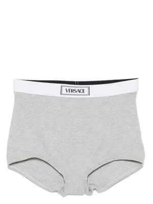 Versace 90s Logo-waistband Ribbed Briefs - Grey