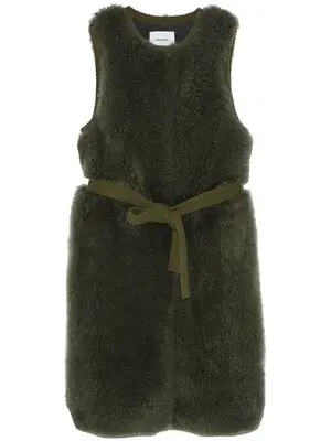 YVES SALOMON Belted Shearling Gilet - Green