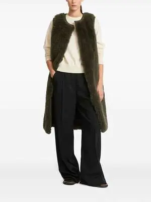 YVES SALOMON Belted Shearling Gilet - Green