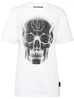 Philipp Plein Skull Rhinestone T-shirt - White