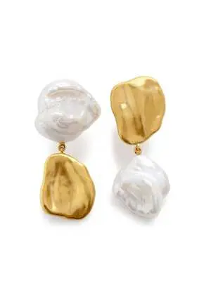 Monica Vinader X Amy Powney Keshi Pearl Drop Earrings - Gold