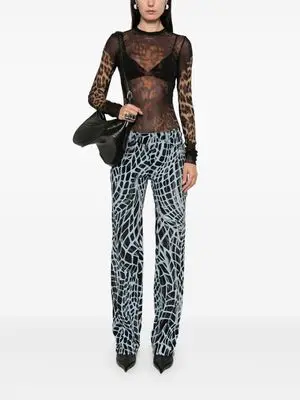 MUGLER Velvet-print Straight-leg Jeans