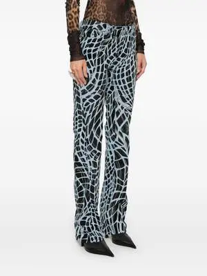 MUGLER Velvet-print Straight-leg Jeans