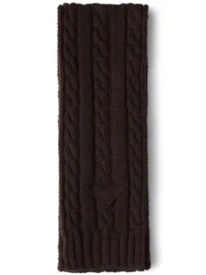 Prada Cashmere Cable-knit Scarf - Brown