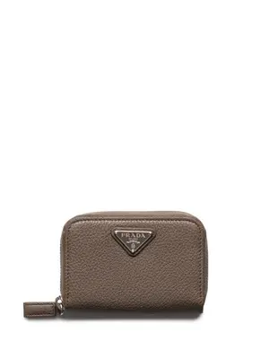 Prada Leather Coin Purse - Grey