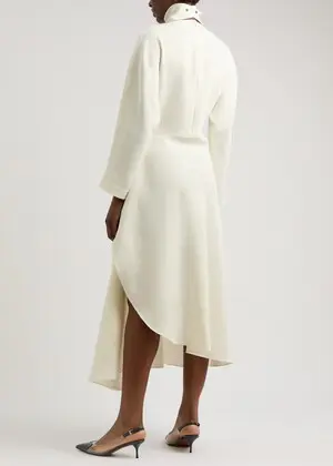 Alaïa Draped Asymmetric Silk-blend Midi Dress - White