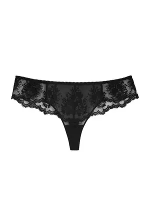 Simone Perele Intrigue Embroidered Tulle Thong - Black