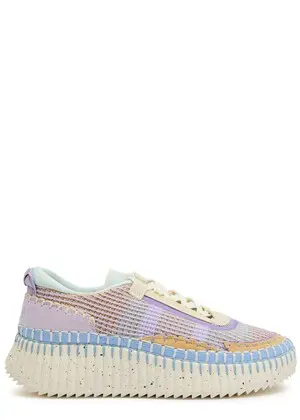 Chloé Nama Panelled Knitted Sneakers - Lilac