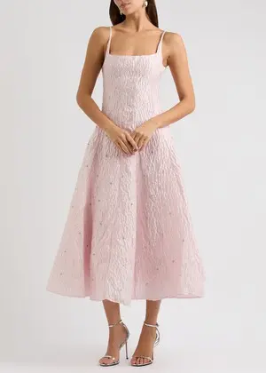 Sister Jane Ballerina Floral-Jacquard Cloqu Midi Dress In Pink - 40% Off |  Editorialist