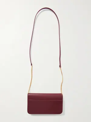 Saint Laurent Cassandre Strap Textured-leather Phone Case - Burgundy