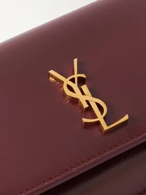 Saint Laurent Cassandre Strap Textured-leather Phone Case - Burgundy