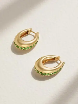 ANANYA Chakra Icon 18-karat Gold Tsavorite Hoop Earrings - Green