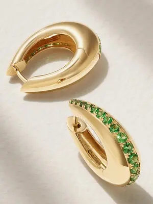 ANANYA Chakra Icon 18-karat Gold Tsavorite Hoop Earrings