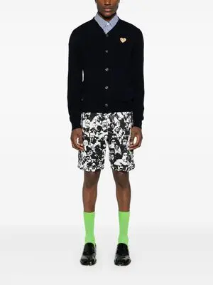 Play Comme Des Garcon V-neck Wool Cardigan - Blue