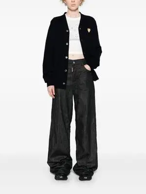 Play Comme Des Garcon V-neck Wool Cardigan - Blue
