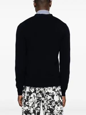Play Comme Des Garcon V-neck Wool Cardigan - Blue