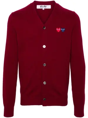 Play Comme Des Garcon Heart-patch Wool Cardigan