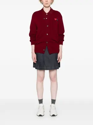 Play Comme Des Garcon Heart-patch Wool Cardigan