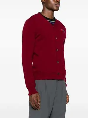 Play Comme Des Garcon Heart-patch Wool Cardigan