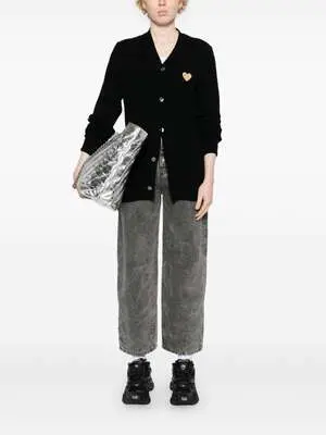 Play Comme Des Garcon Heart-patch Wool Cardigan