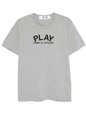 Play Comme Des Garcon Logo & Heart-print T-shirt - Grey