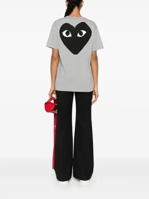 Play Comme Des Garcon Logo & Heart-print T-shirt - Grey
