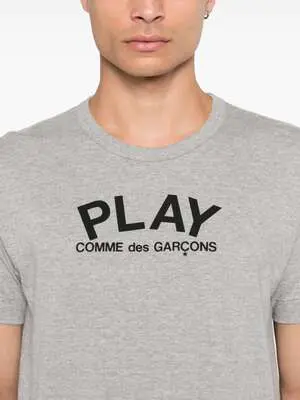 Play Comme Des Garcon Logo & Heart-print T-shirt - Grey