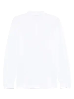 Sunspel Longsleeved Piqué Polo Shirt Whaa - White