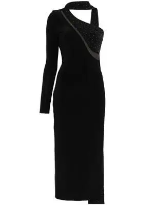 NISSA Crystal-embellished Maxi Dress - Black