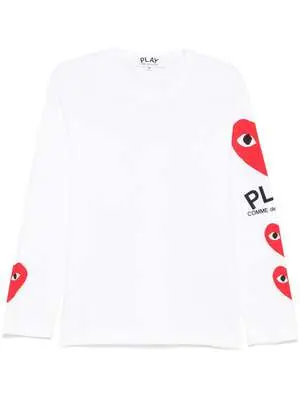 Play Comme Des Garcon Heart-print T-shirt - White