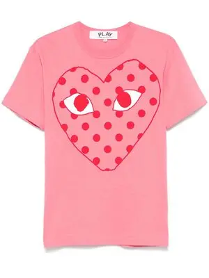 Play Comme Des Garcon Heart-print T-shirt - Pink