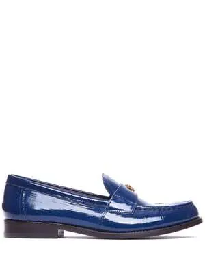 Tory Burch Logo-plaque Leather Loafers - Blue