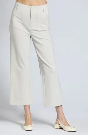 APNY Ponte Wide Leg Crop Trousers - Champagne