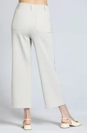 APNY Ponte Wide Leg Crop Trousers - Champagne
