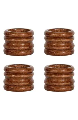 JULISKA Bilbao Set Of 4 Wood Napkin Rings - Brown