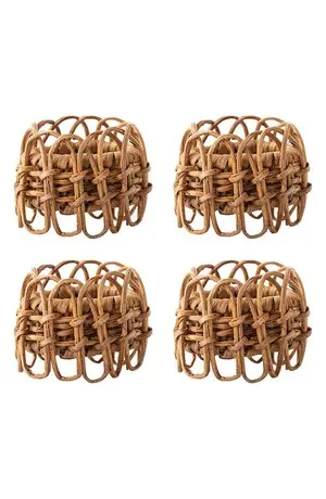 JULISKA Provence Set Of 4 Woven Rattan Napkin Rings - Natural